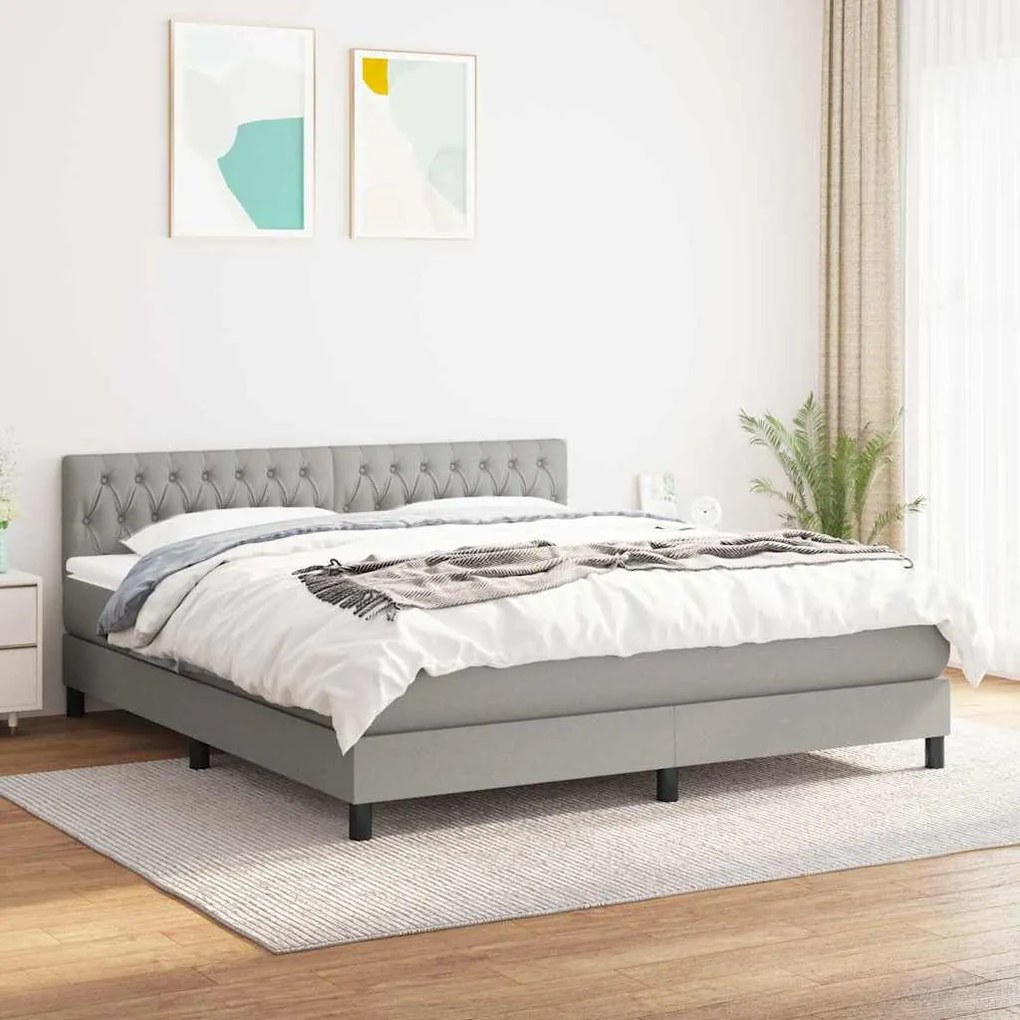 Box spring postel s matrací světle šedá 180 x 200 cm textil 3140313
