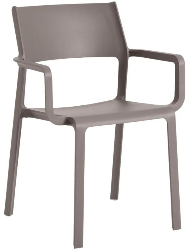 OnaDnes -20% Nardi Šedohnědá plastová zahradní židle Trill s područkami