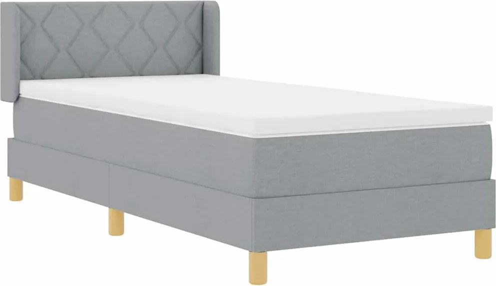 Postel s boxspringem s čelo Světle šedá 200 x 90 cm textil 3341335