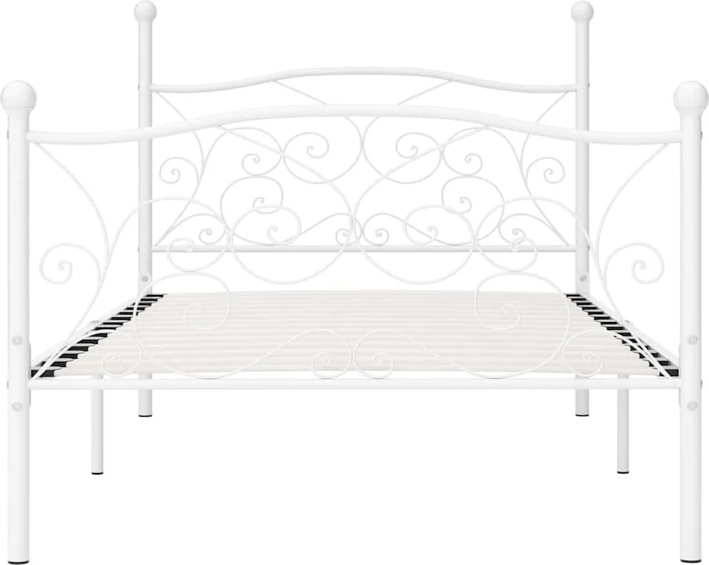Rám postele s laťkovým roštem bílý kov 90 x 200 cm 284447