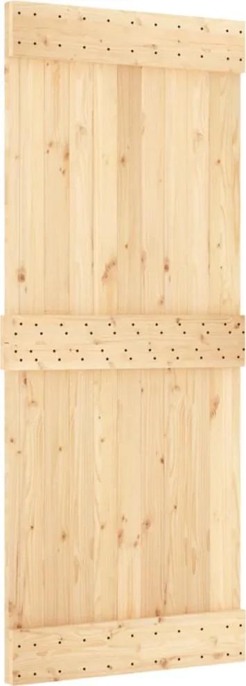vidaXL Posuvné dveře s kováním 85 x 210 cm masivní borové dřevo [3203217]