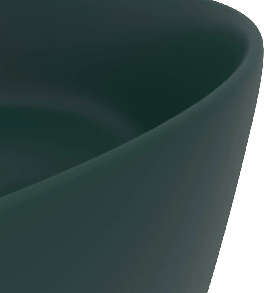 Luxusní umyvadlo kulaté matné tmavě zelené 40 x 15 cm keramické 147014