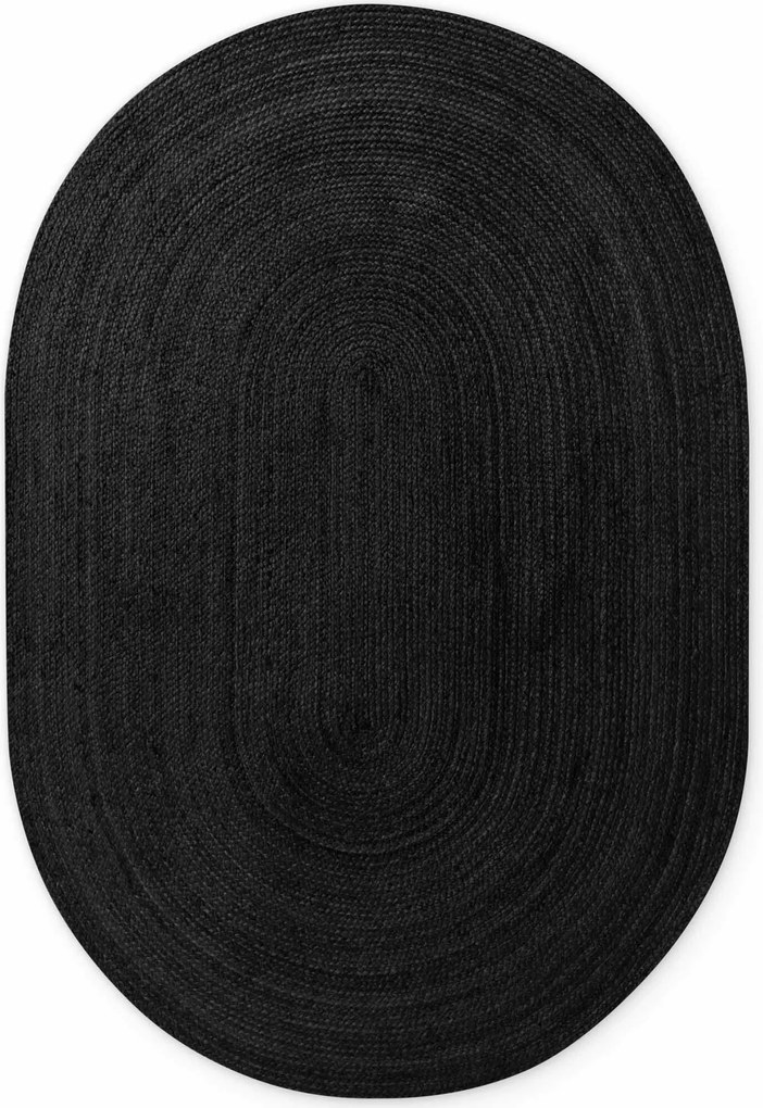 Hanse Home, Kusový koberec Jute Braided 106322 Black ovál, 160x230 ovál, černá, chodba / předsíň