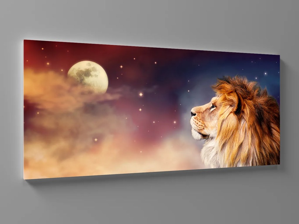 Liox XXL Obraz lev a měsíc Rozměr: 200 x 100 cm