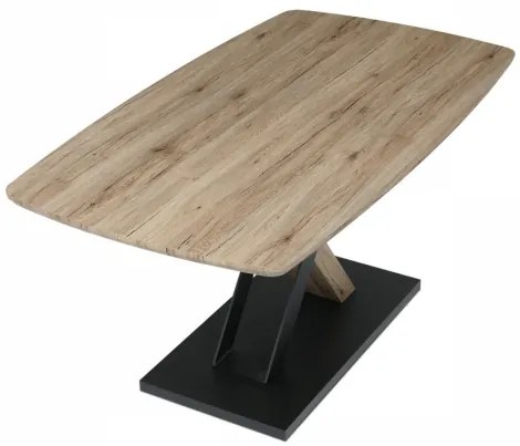 Jídelní stůl 160x90 MDF 3D dekor dub san remo kovové nohy černý lak HT-W1570 SRE