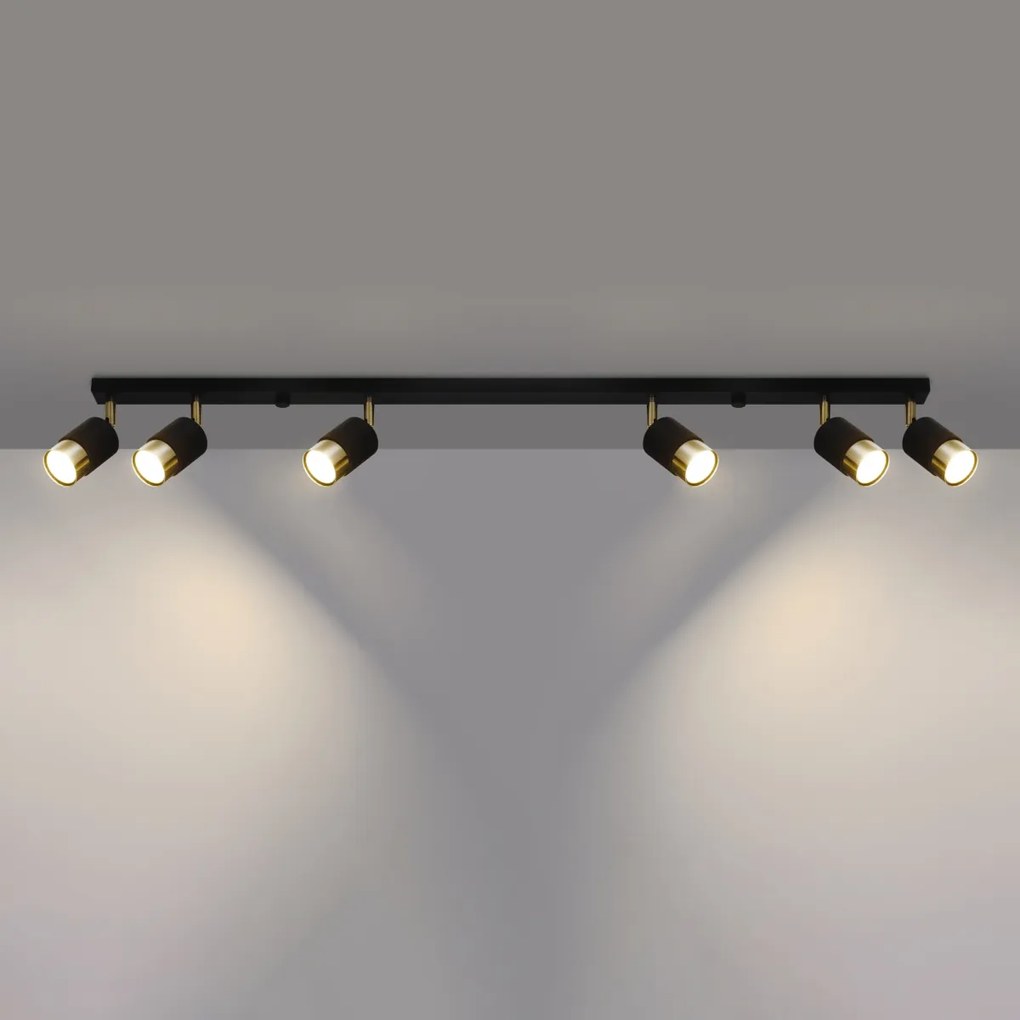 Sollux Lighting Stropní svítidlo NERO 6 černé/zlaté