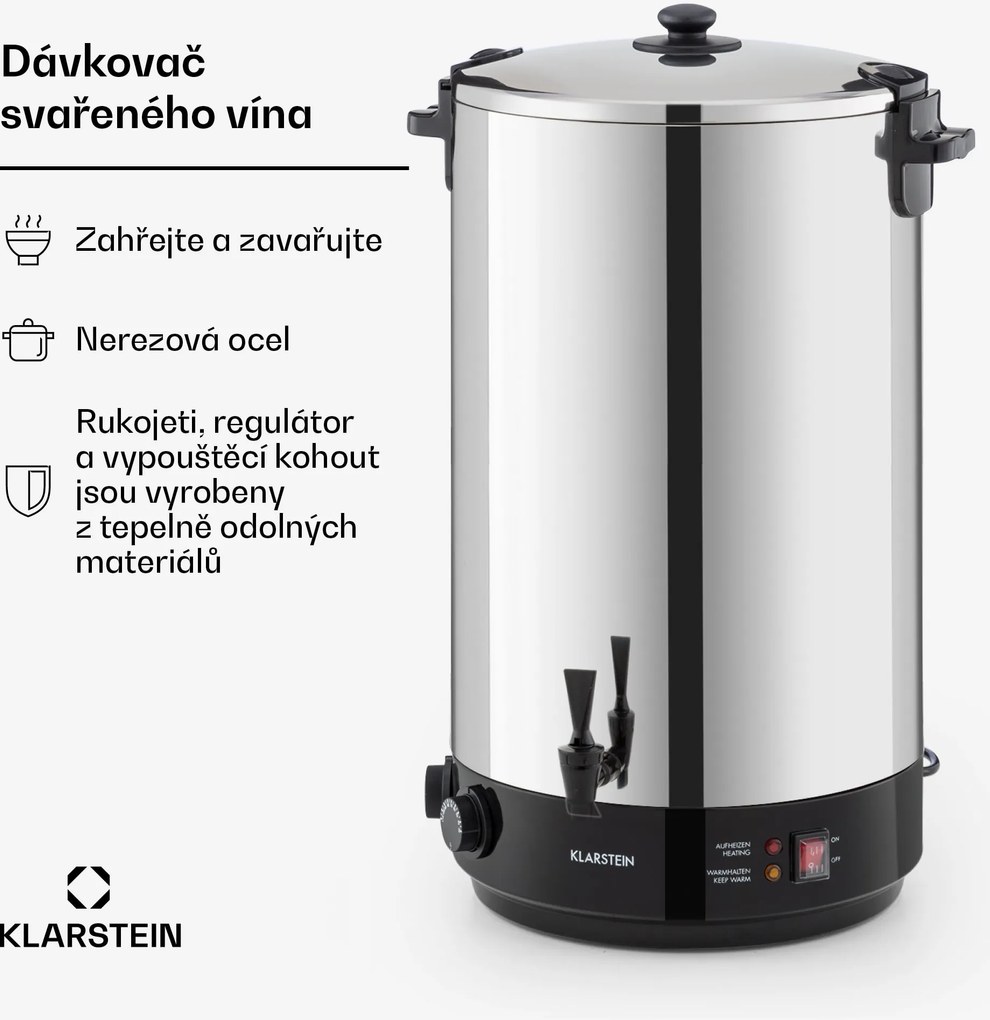 Klarstein KonfiStar 60, zavařovací hrnec, zásobník na nápoje, 60 l, 110 °C, 120 min, nerezová ocel