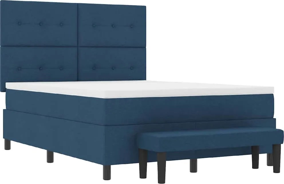 Postel s boxspringem s čelo Modrá 140 x 190 cm textil 3344071