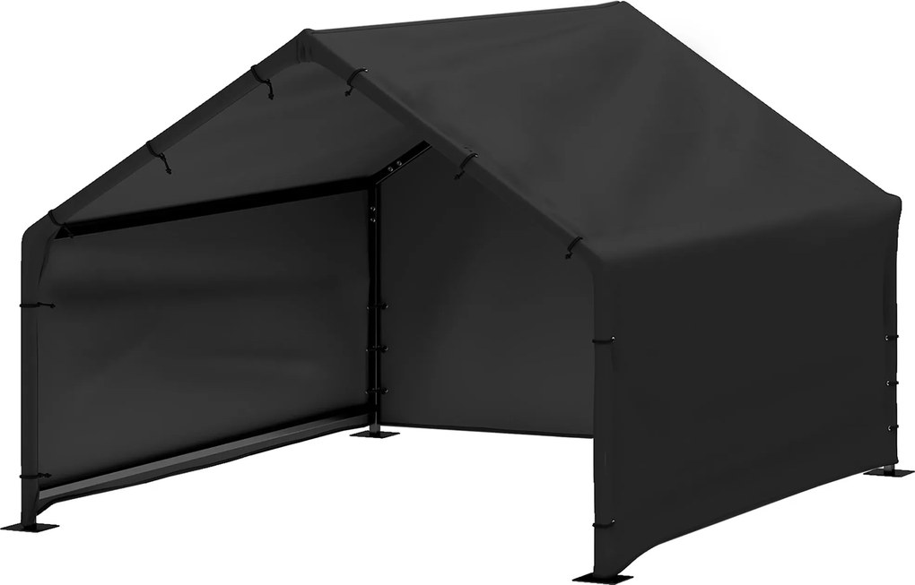 PawHut psí bouda s voděodolným a UV krytem, 125 × 110 × 93 cm – pro psy do 30 kg, černá