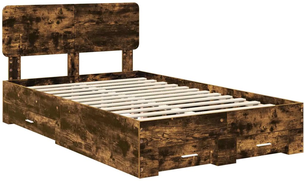Rám postele s čelo Kouřový dub 120 x 200 cm Kompozitní dřevo 3412395