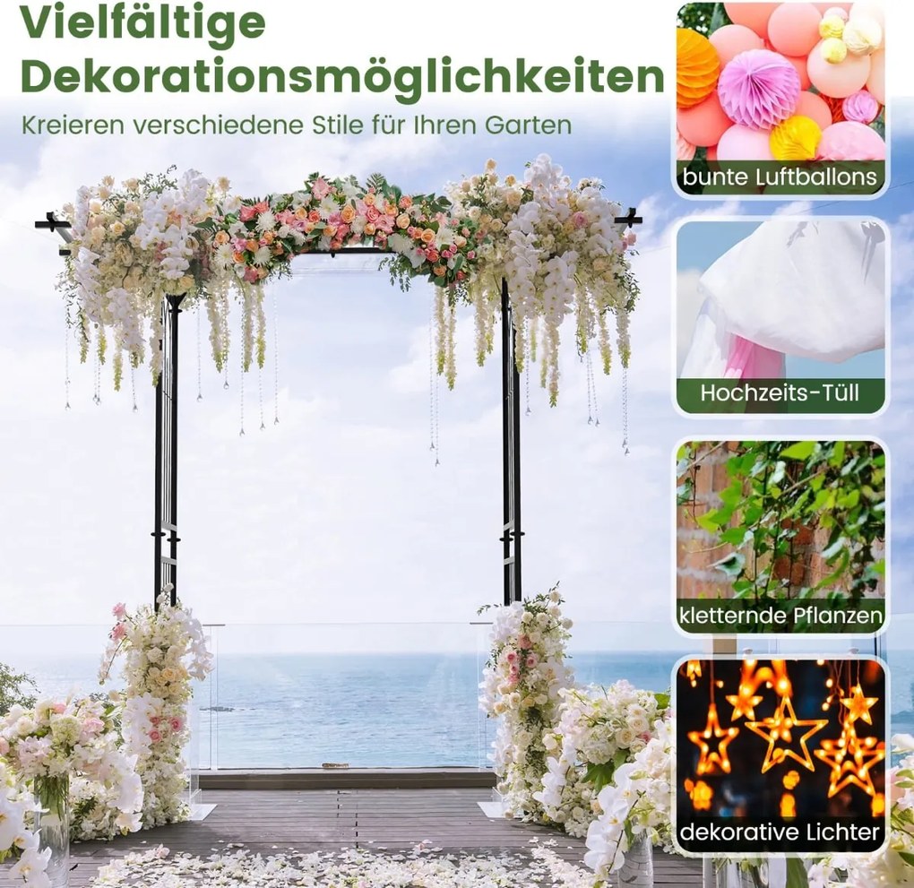 Costway Rose Arch kovový zahradní oblouk pro popínavé rostliny Arch Garden
