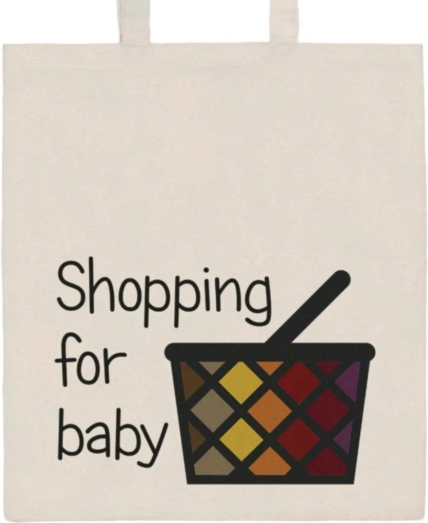 Bavlněná nákupní taška přírodní s potiskem New Baby