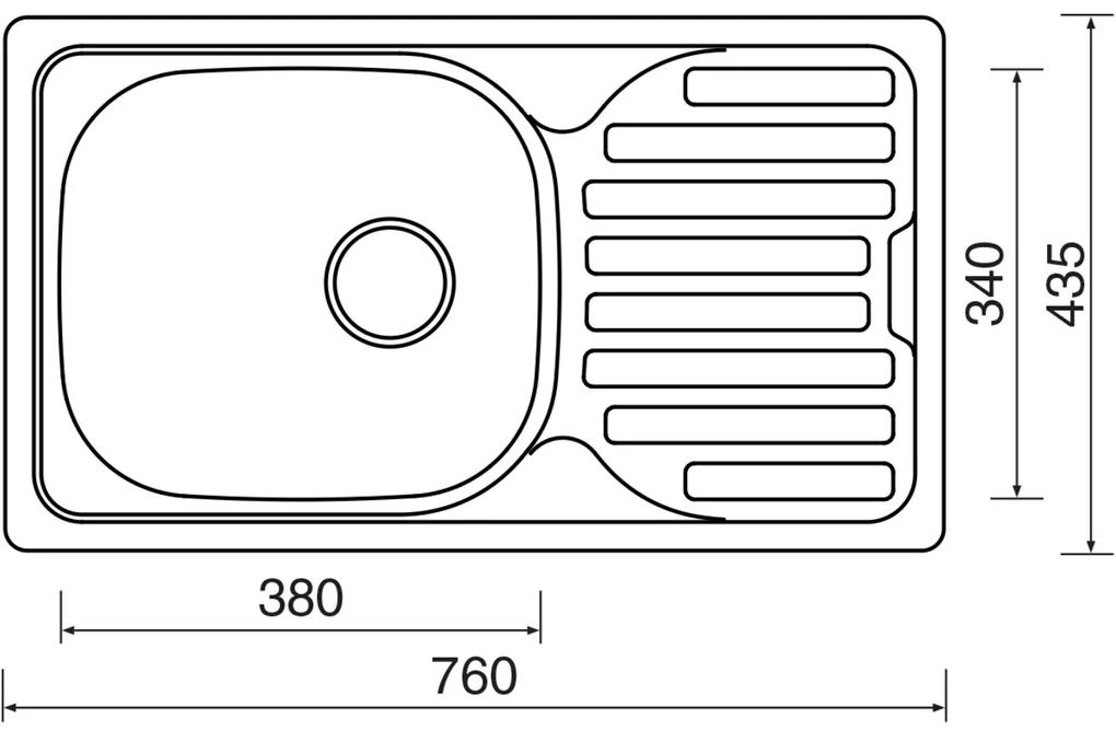 Nerezový dřez Sinks CLASSIC 760 M 0,5mm matný LEVÝ