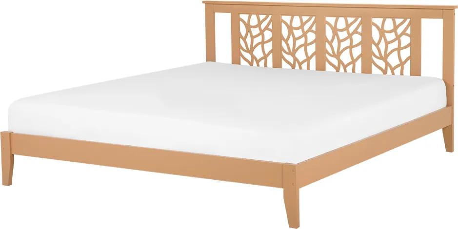 Světle hnědá dřevěná manželská postel 180x200 cm - CALAIS