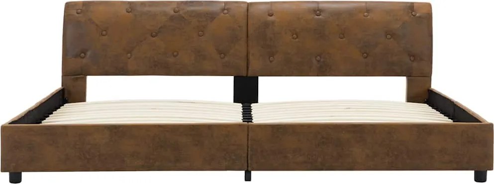 Rám postele hnědý umělá broušená kůže 180 x 200 cm 284893