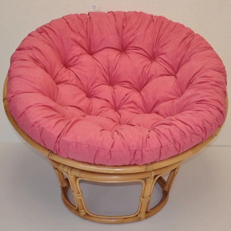 Relaxační papasan DEMETRIA — ⌀100 cm, ratan, látka, medová / více barev Bílý