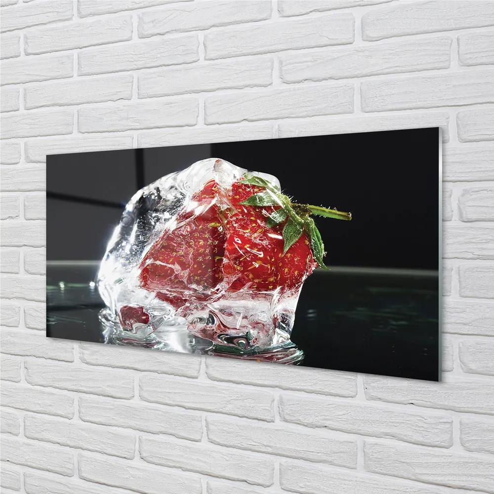 akrylový obraz Jahody v ledu kostka 125x50 cm