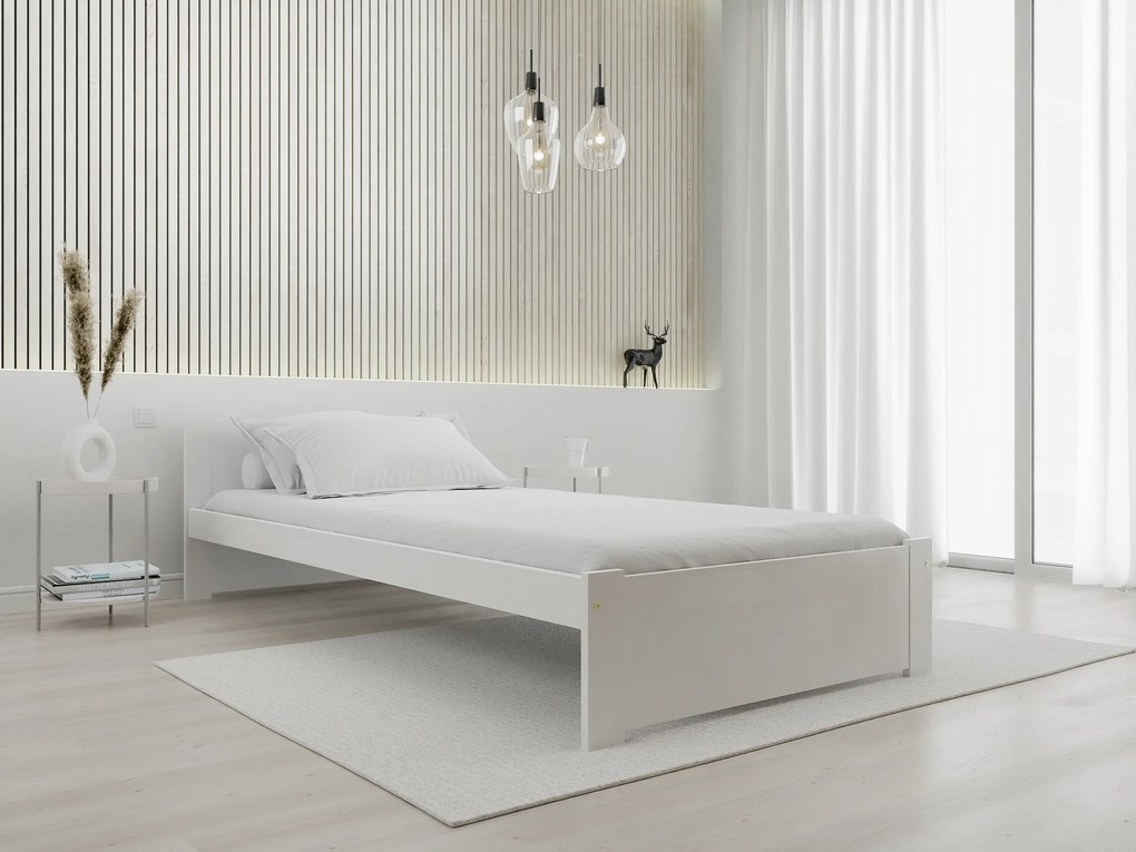 Postel IKAROS 90 x 200 cm, bílá Matrace: Matrace Sommera 18 cm, Rošt: S lamelovým roštem