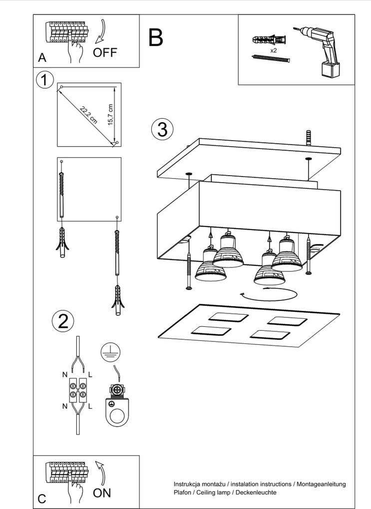Sollux Lighting Stropní svítidlo MONO 4 černé