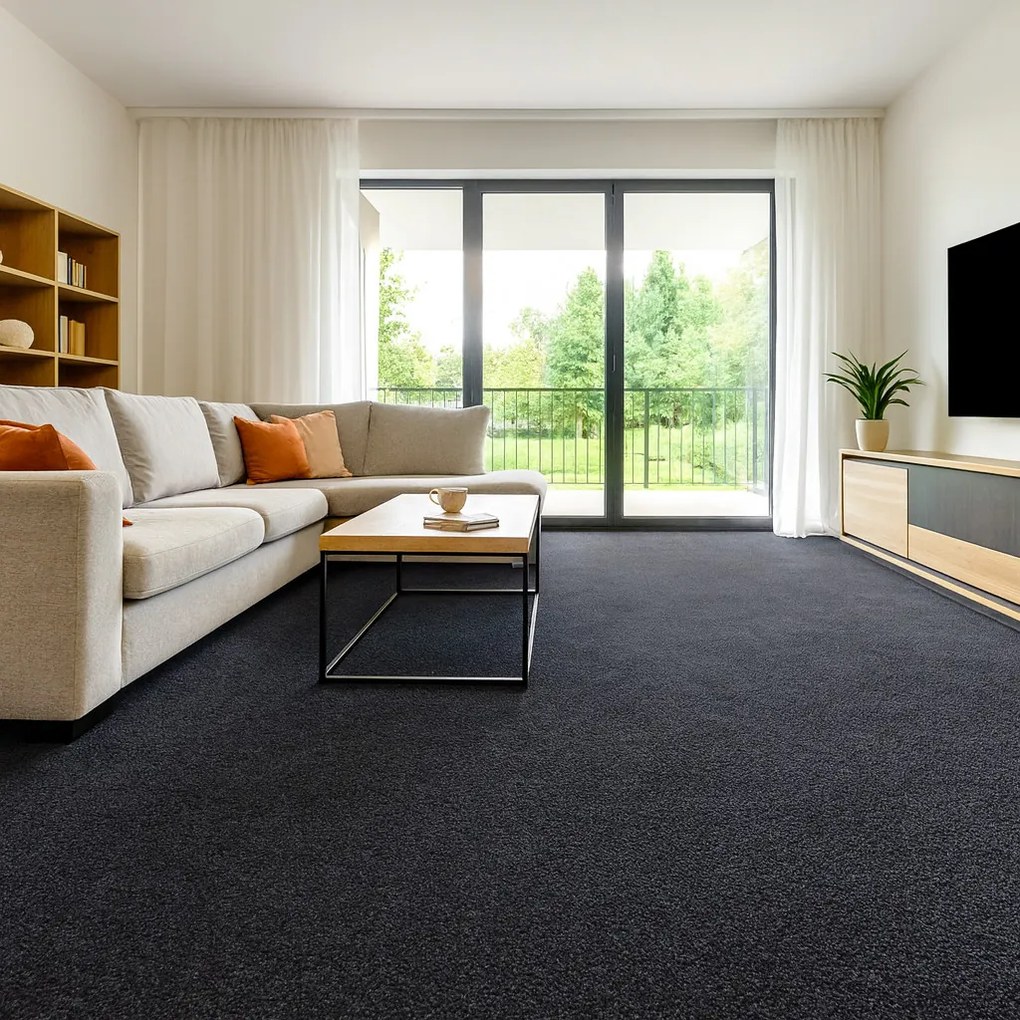 Lano, Metrážový koberec Supersoft 800 černý, šíře 4m, černá, ab (mřížka), kancelář