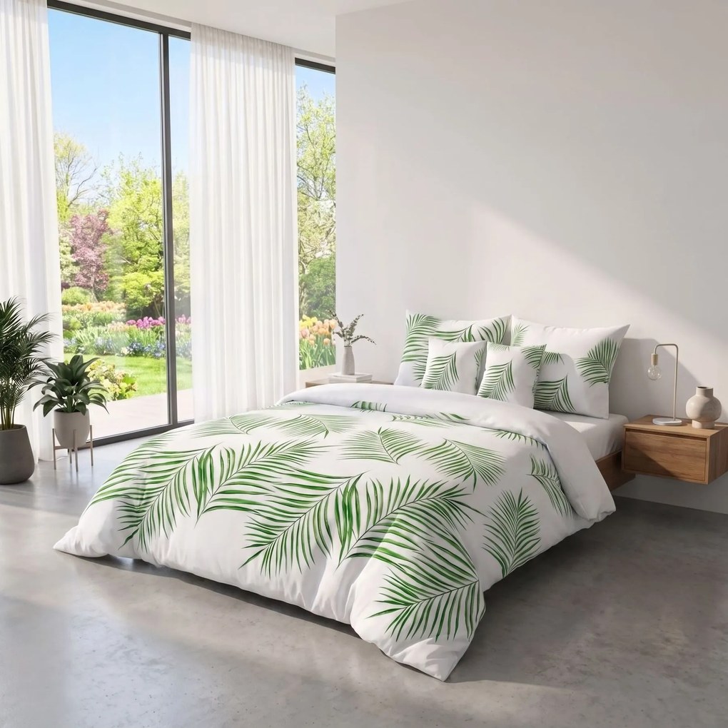 Bavlněné povlečení renforcé TROPICAL bílé - 1x 200/200, 2x 70/90cm