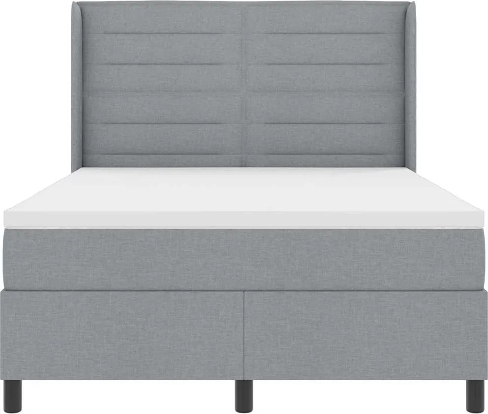 Postel s boxspringem s čelo Světle šedá 200 x 140 cm textil 3341581