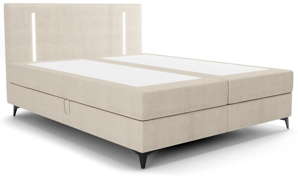 Jednolůžková postel 120 cm Ortega Bonell (béžová) (s roštem, s úl. prostorem) (s LED osvětlením). 1082603