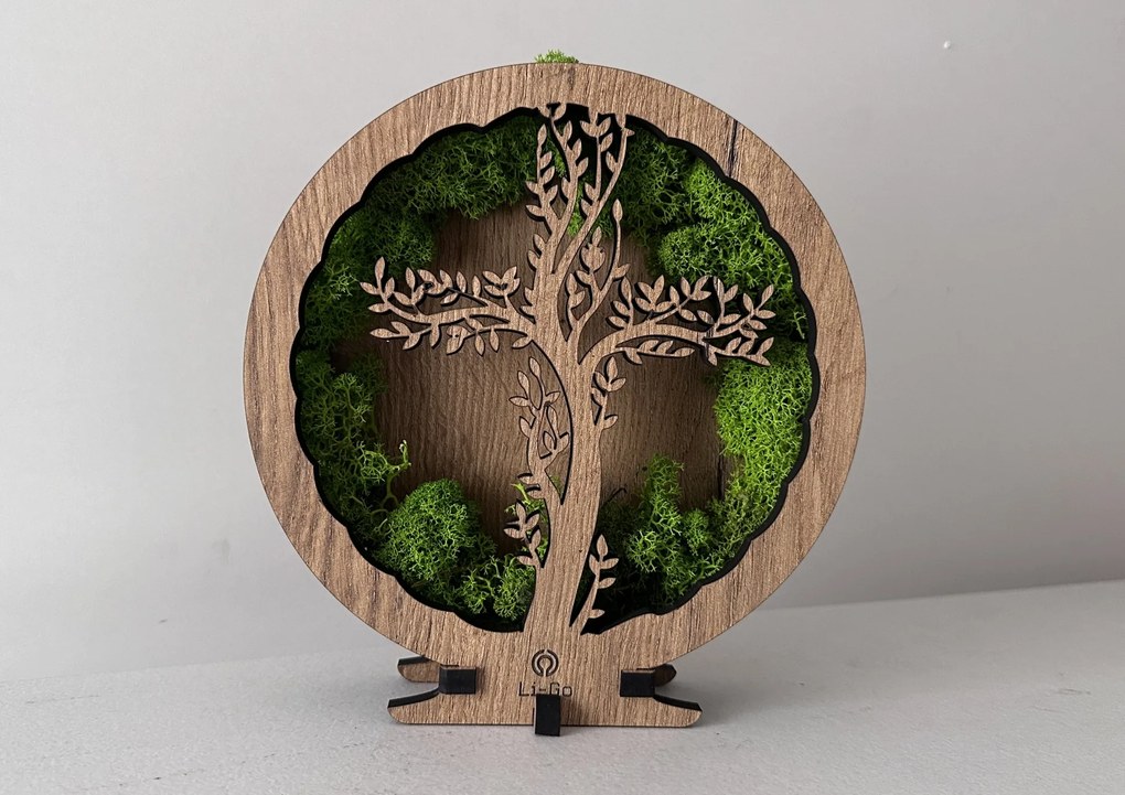 Li-Go "Kříž v mechu" lampa 20x22cm provedení povrchu: dub světlý