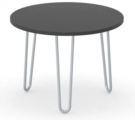 Kulatý konferenční stůl SPIDER, průměr 60 cm, šedostříbrná podnož, grafit