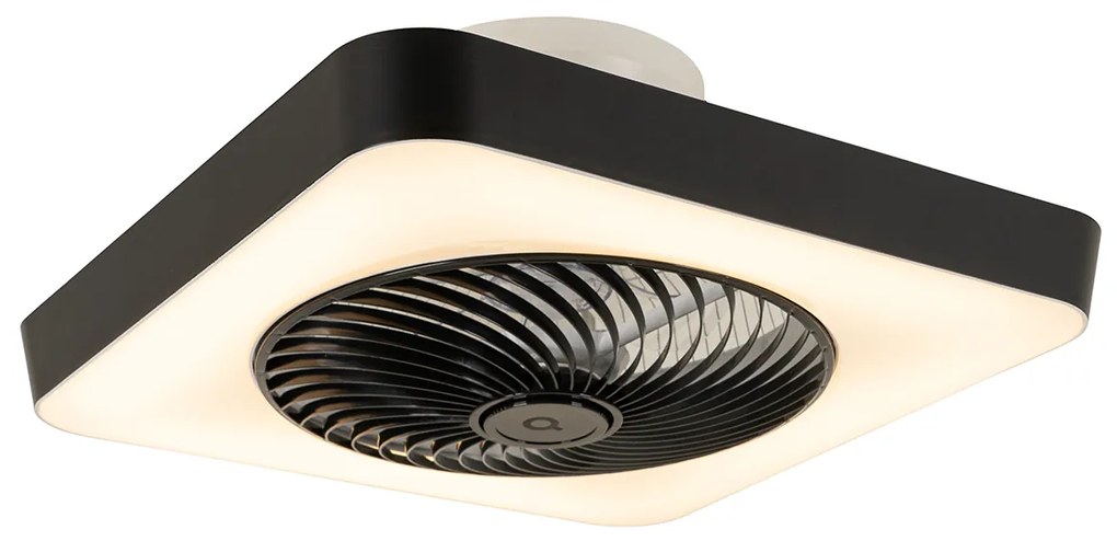 Chytrý stropní ventilátor čtvercový černý včetně LED stmívatelné - Climo