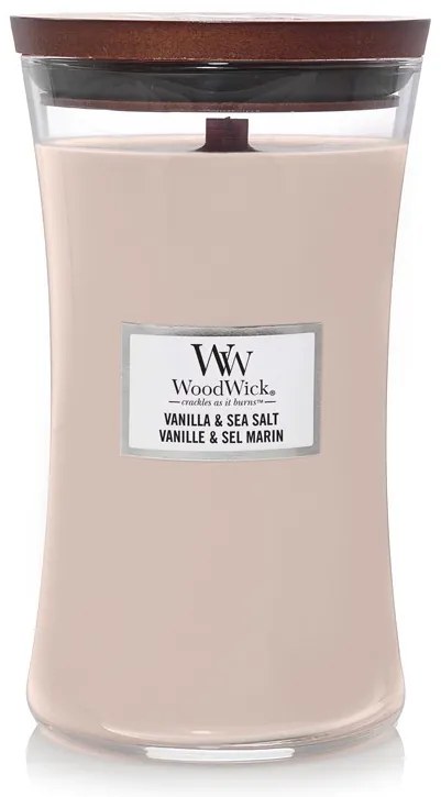 WoodWick vonná svíčka s dřevěným knotem velká Vanilla & Sea Salt 609 g