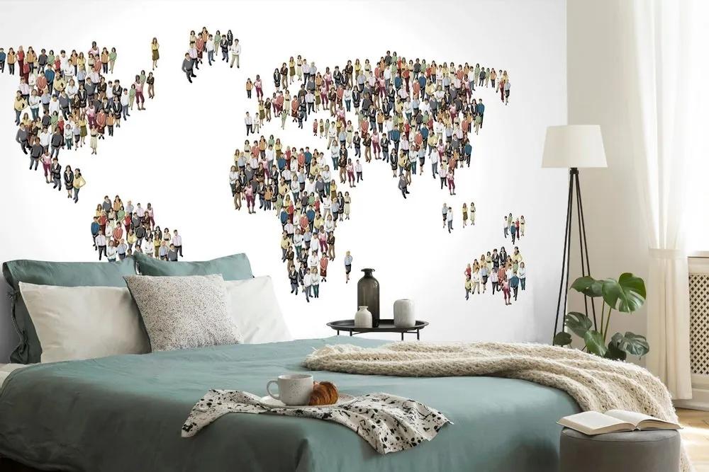 Tapeta mapa světa sestávající z lidí - 150x100 cm
