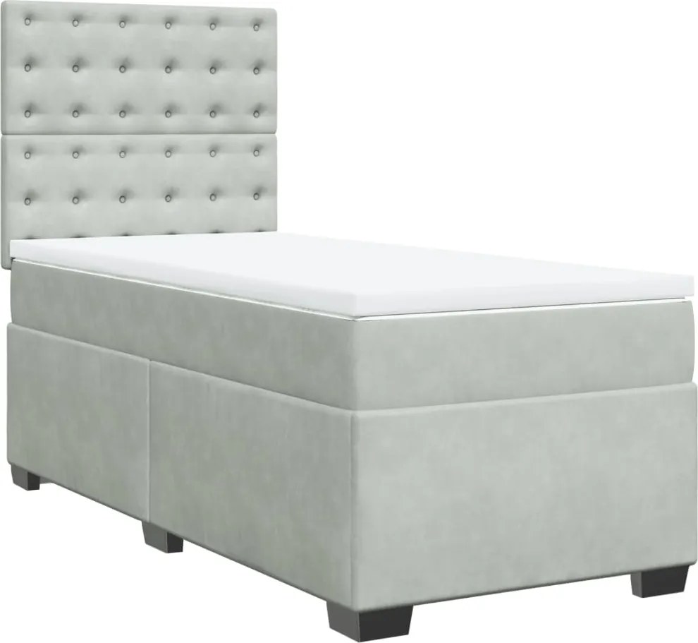 Box spring postel s matrací světle šedá 100x200 cm samet 3290846