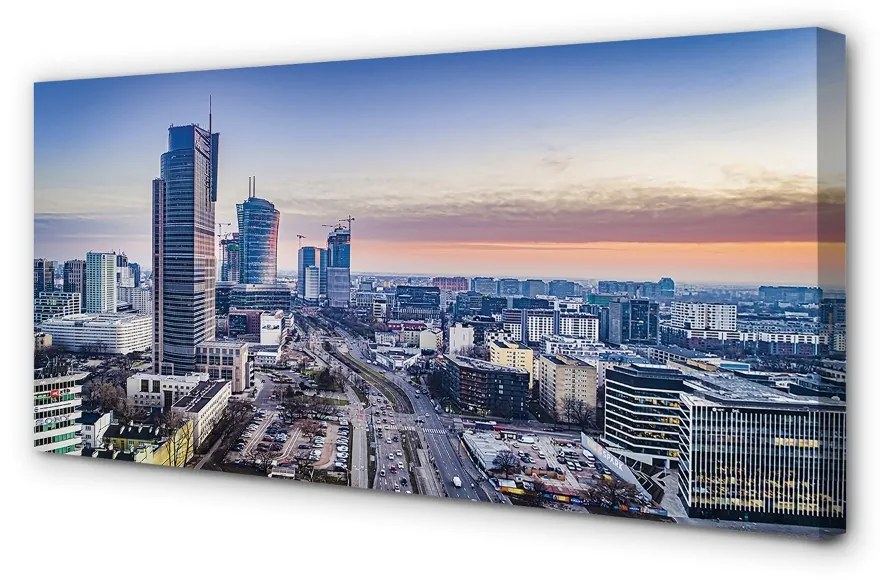 Obrazy na plátně Panorama Varšavy mrakodrapů svítání 120x60 cm