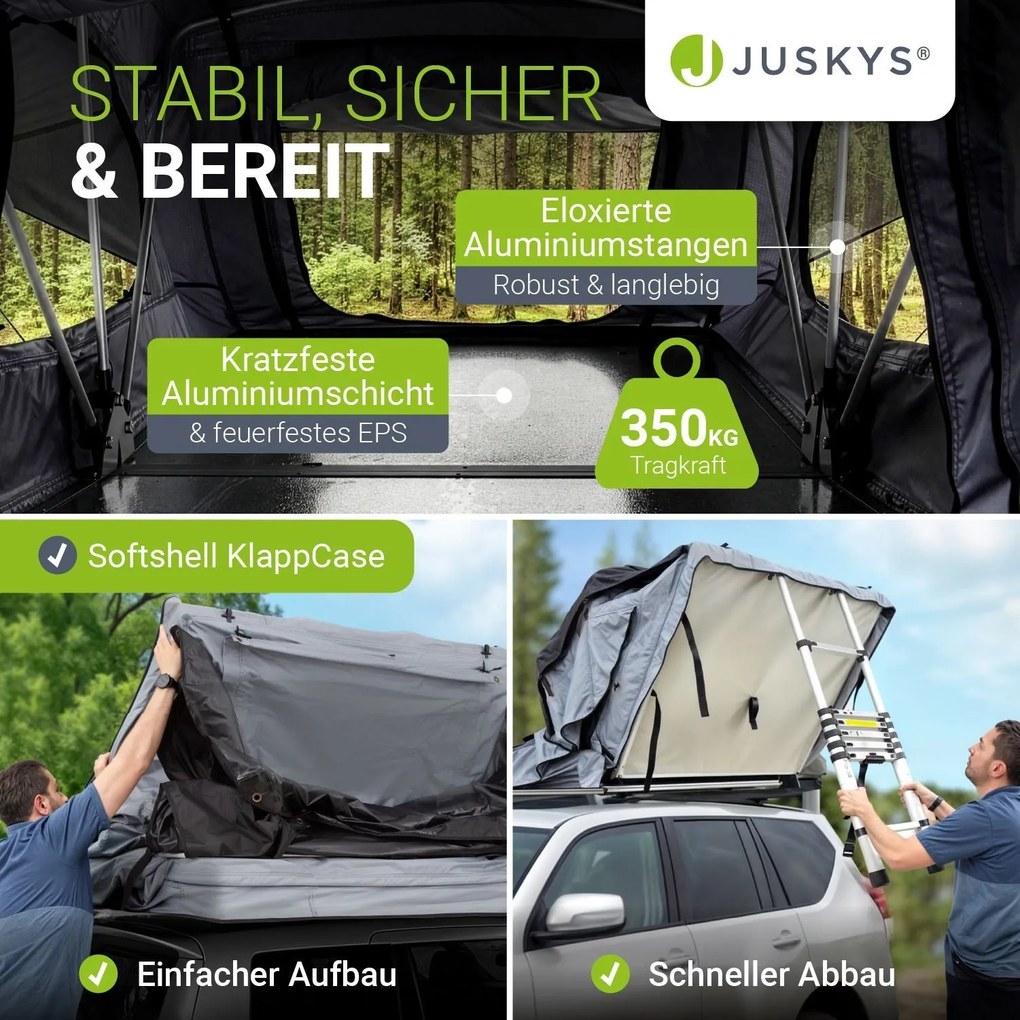 Juskys Autostan Lago pro 2–3 osoby Barva: černá / šedá, Velikost: 140 × 240 cm