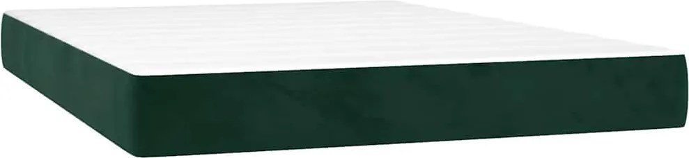 Box spring postel s matrací a LED tmavě zelená 140x190 cm samet 3134402