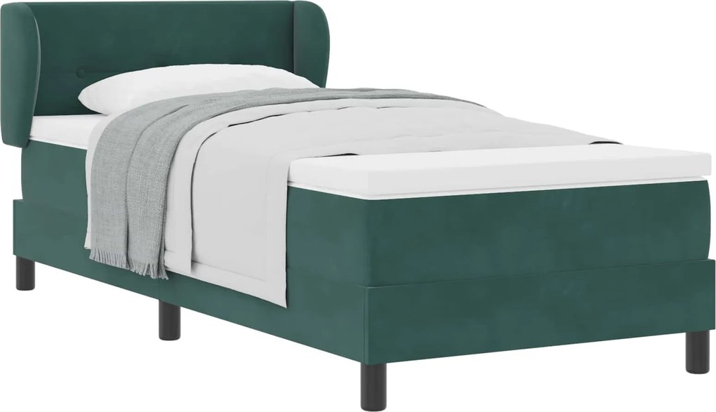 Postel s boxspringem s čelo Tmavě zelená 90 x 190 cm samet 3340367