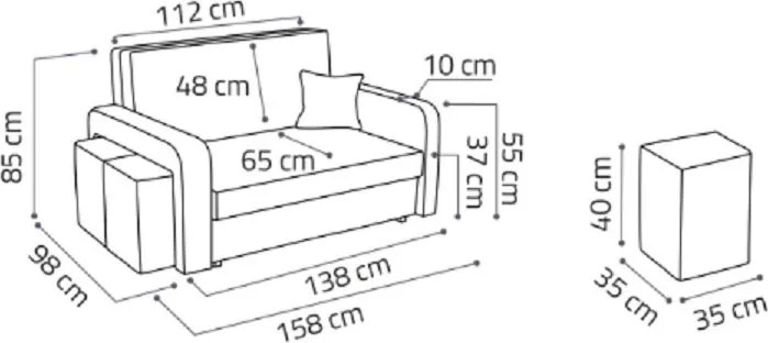 Falco Rozkládací pohovka Vivian Home II s úložným prostorem a taburetkami, oranžová Enjoy 12