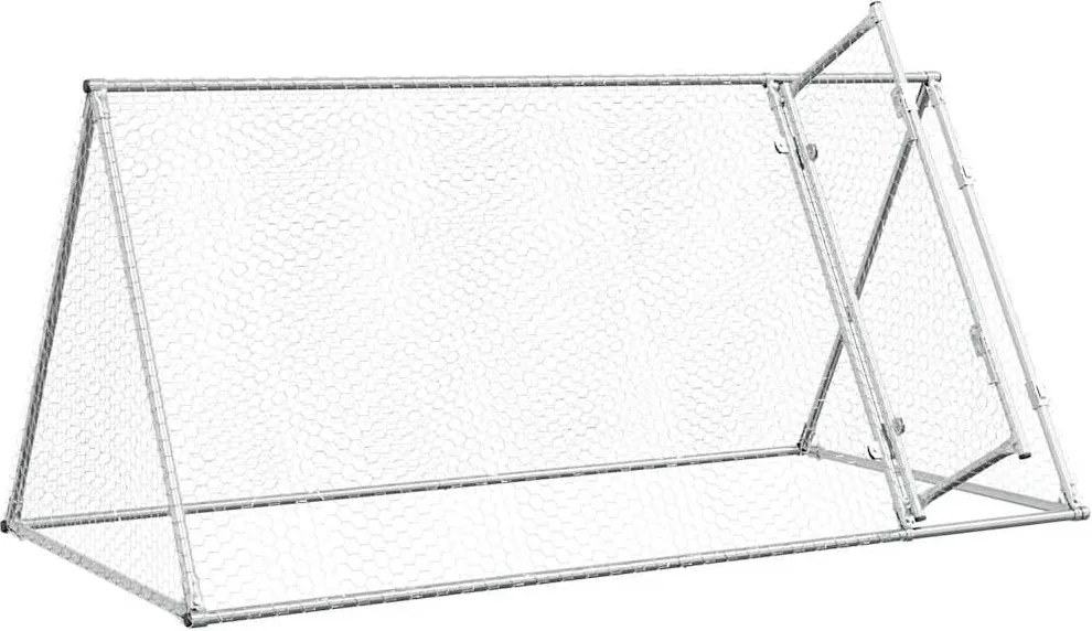 Klec pro kuřata stříbrná 200 x 105 x 91 cm pozinkovaná ocel 172557