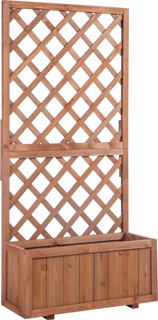 Outsunny Zahradní Vyvýšený Květinový Záhon s Trellis, Dřevěná Kvetinová Bednička, 72,5x31,5x149,5cm pro Zahradu, Balkon, Terasu, Ideální pro Popínavé