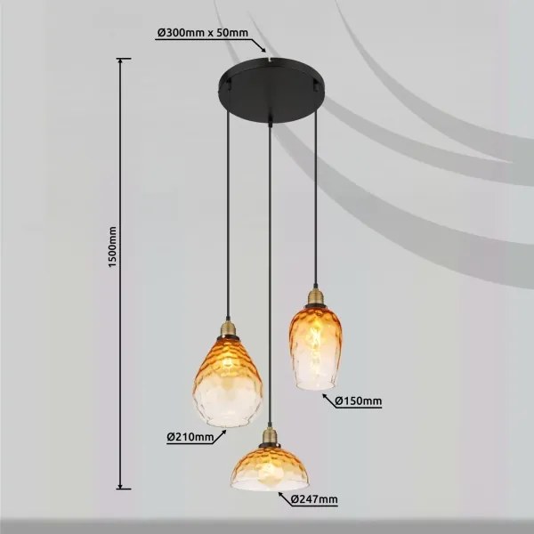 Globo 15786-3H1 - Lustr na lanku SALVY 3xE27/60W/230V pr. 46 cm oranžová