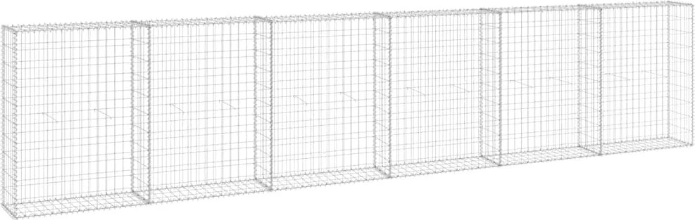 Gabionová zeď s víky pozinkovaná ocel 300 x 30 x 100 cm 147821