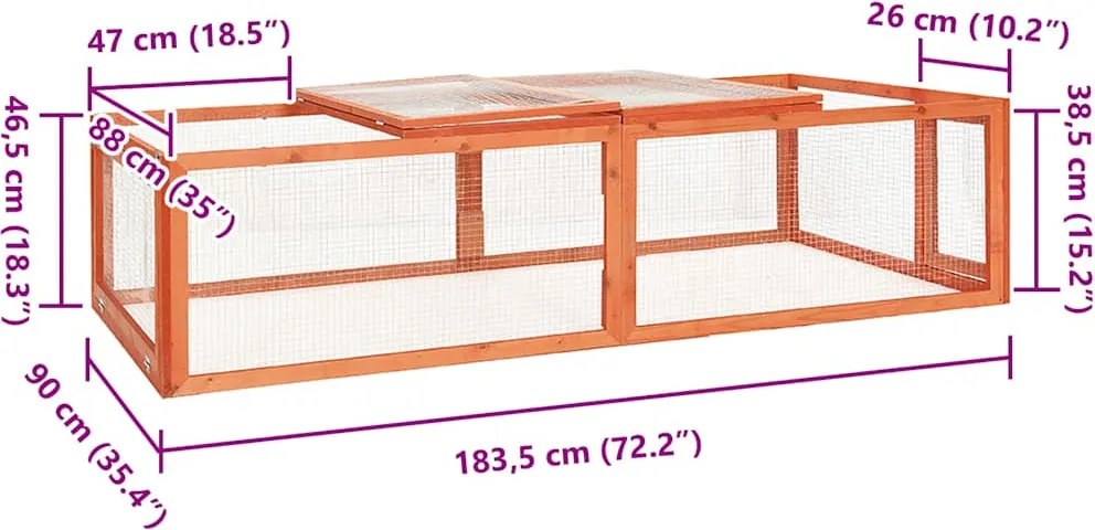 Králíkárna 183 x 90 x 46,5 cm masivní jedlové dřevo 170877