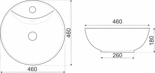 Novoterm Keramické umyvadlo na desku NV-KR-191 GR (ø 46 cm)