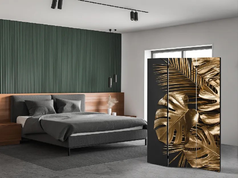 Paraván zlaté tropické listy Rozměr: 135 x 180 cm