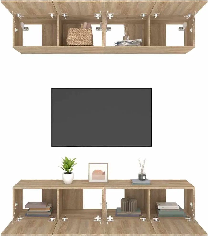 TV skříňky 4 ks dub sonoma 80 x 30 x 30 cm kompozitní dřevo 3114184