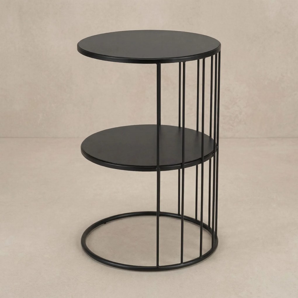 Kulatý konferenční stolek RODA z kovu s policí, 52 cm