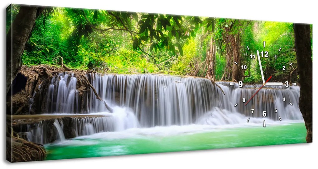 Gario Obraz s hodinami Thajsko a vodopád v Kanjanaburi Rozměry: 60 x 40 cm