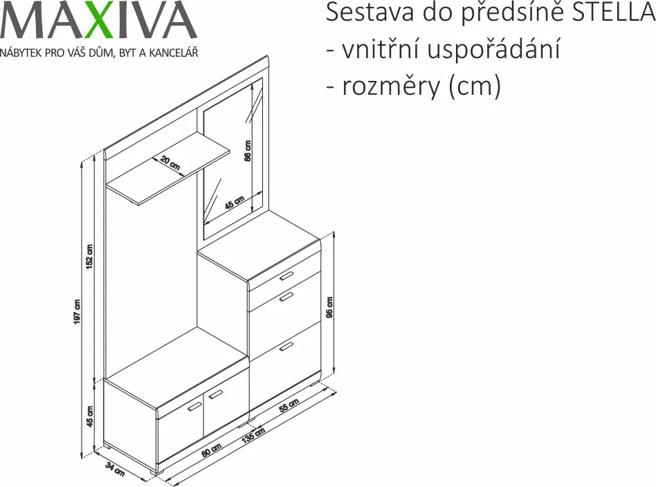 MAXIVA Předsíňová stěna - STELLA, dub riviéra/bílá