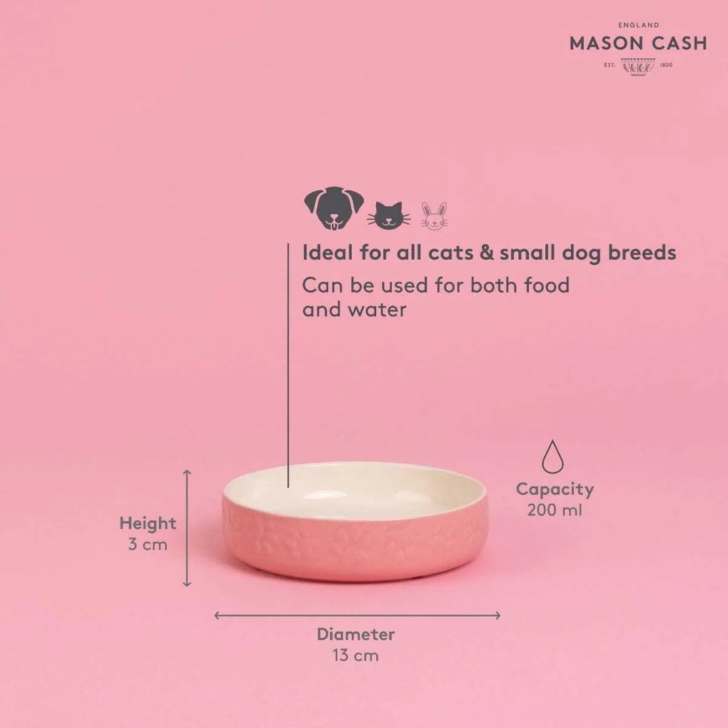 Mason Cash Colour Mix Pet Bowl miska pro kočky 13 x 3 cm, růžová, 2030.461